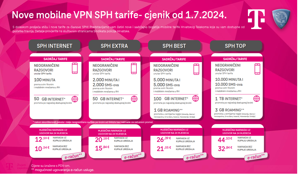 Hrvatski Telekom - novi cjenik tarifa - SPH